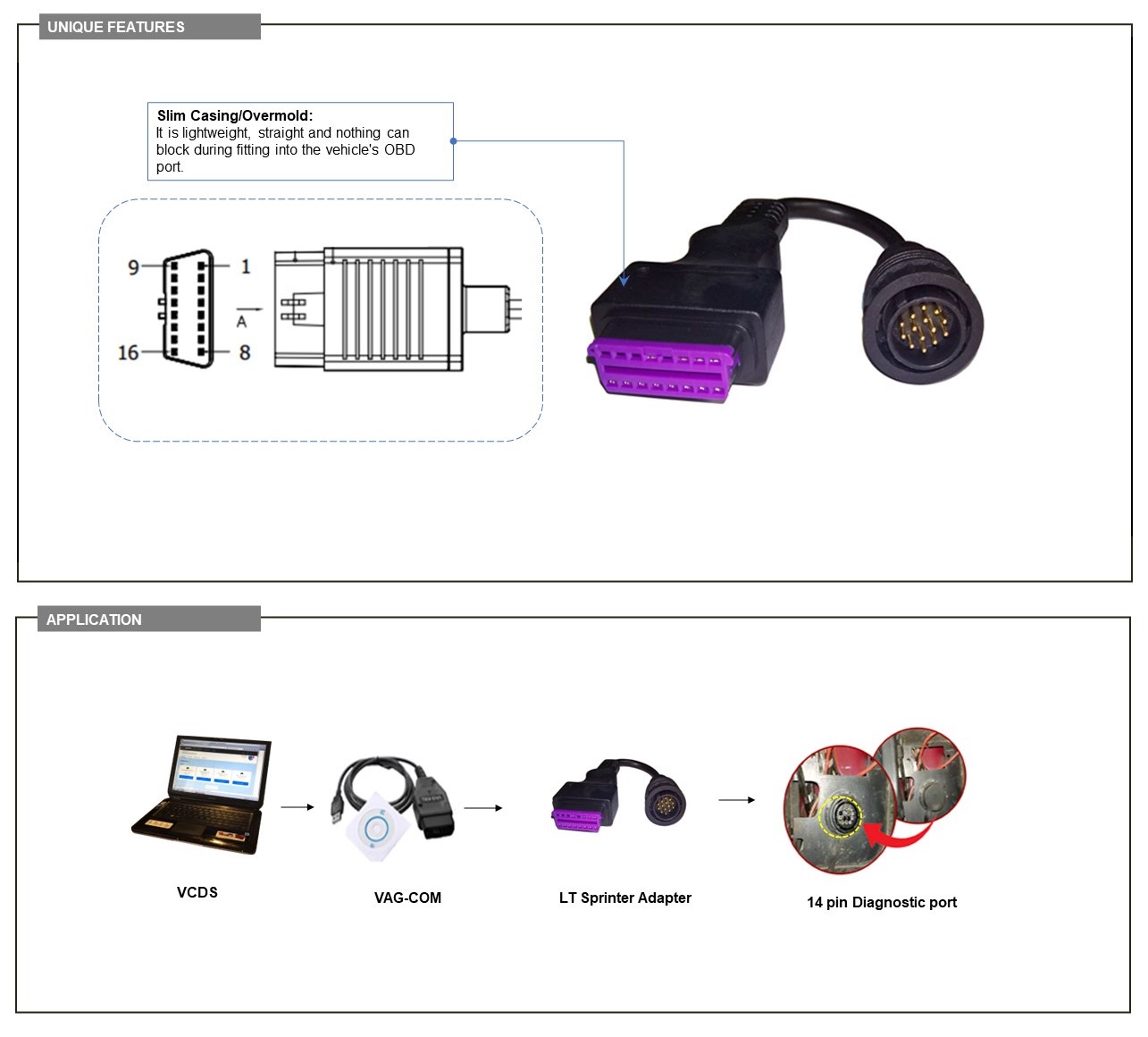 LT Sprinter Adapter - OBD Cable - Auto Test Aid