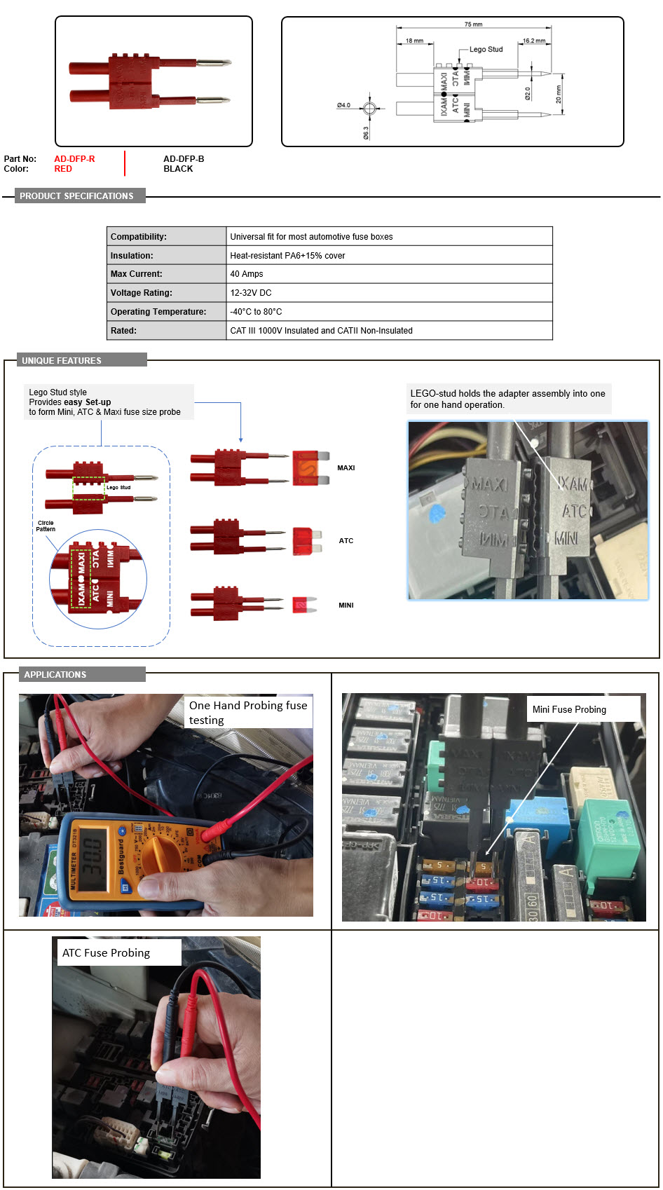 Detachable Fuse Probe - Adapter - Auto Test Aid